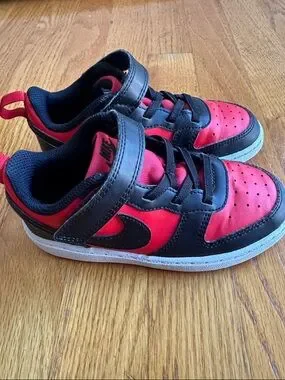 Nike | Shoes | Nike Court Borough Low Recraft Kids Black And Red Velcro ...